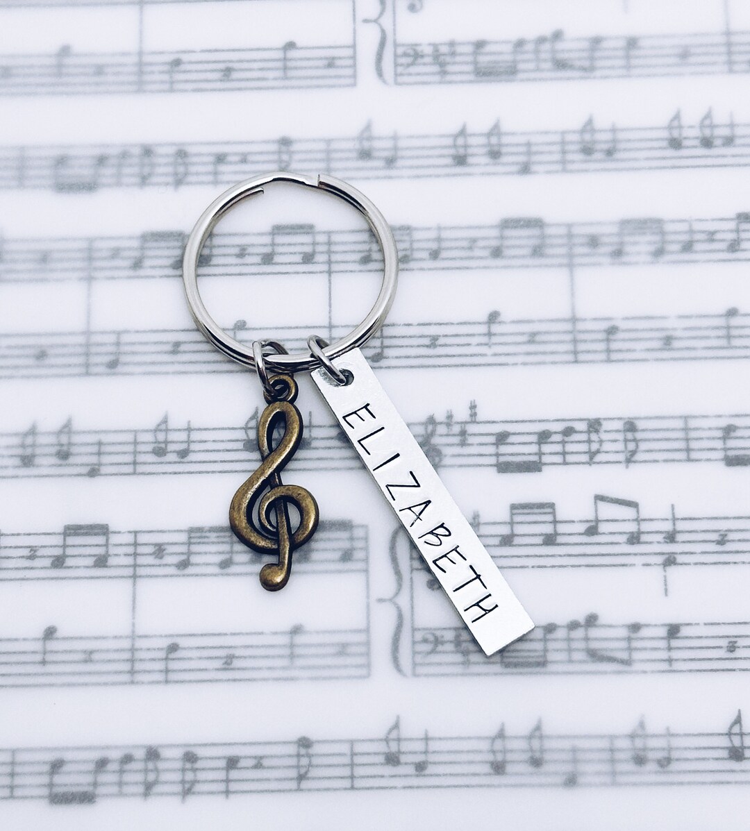 Treble Clef Music Note Charm Personalized Keychain, Marching Band ...