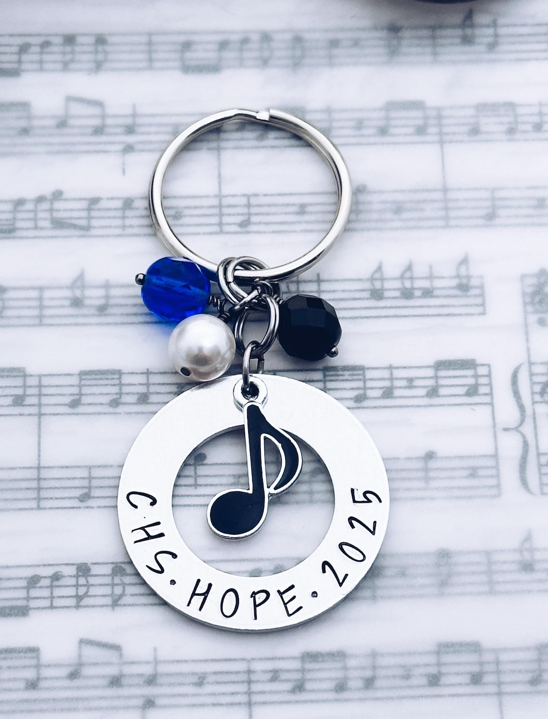 Music Note Charm Personalized Keychain, Marching Band, Symphony, Orchestra, Choir Chorus, Senior ...