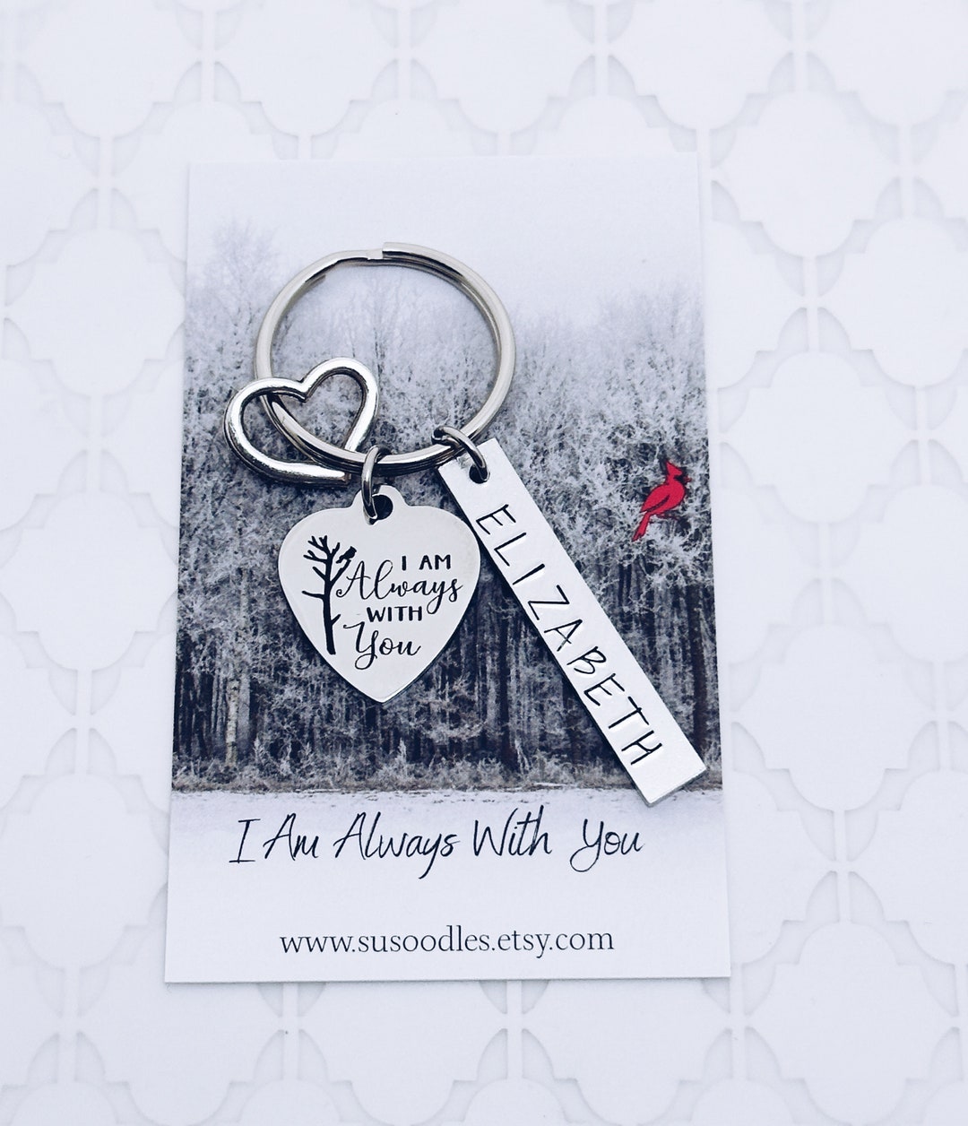 Cardinal Always With You Memorial Charm Keychain Sympathy Gift ...