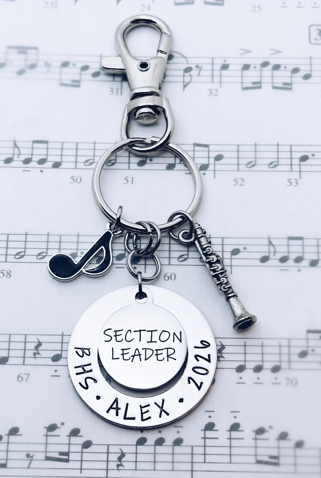 Marching Band Section Leader Charm Keychain, Band Leadership, Music ...