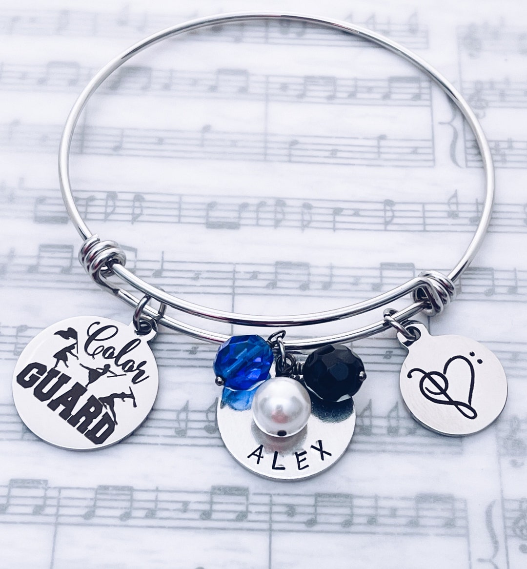 Color Guard Flag Rifle Sabre Charm Bracelet, Personalized Adjustable ...