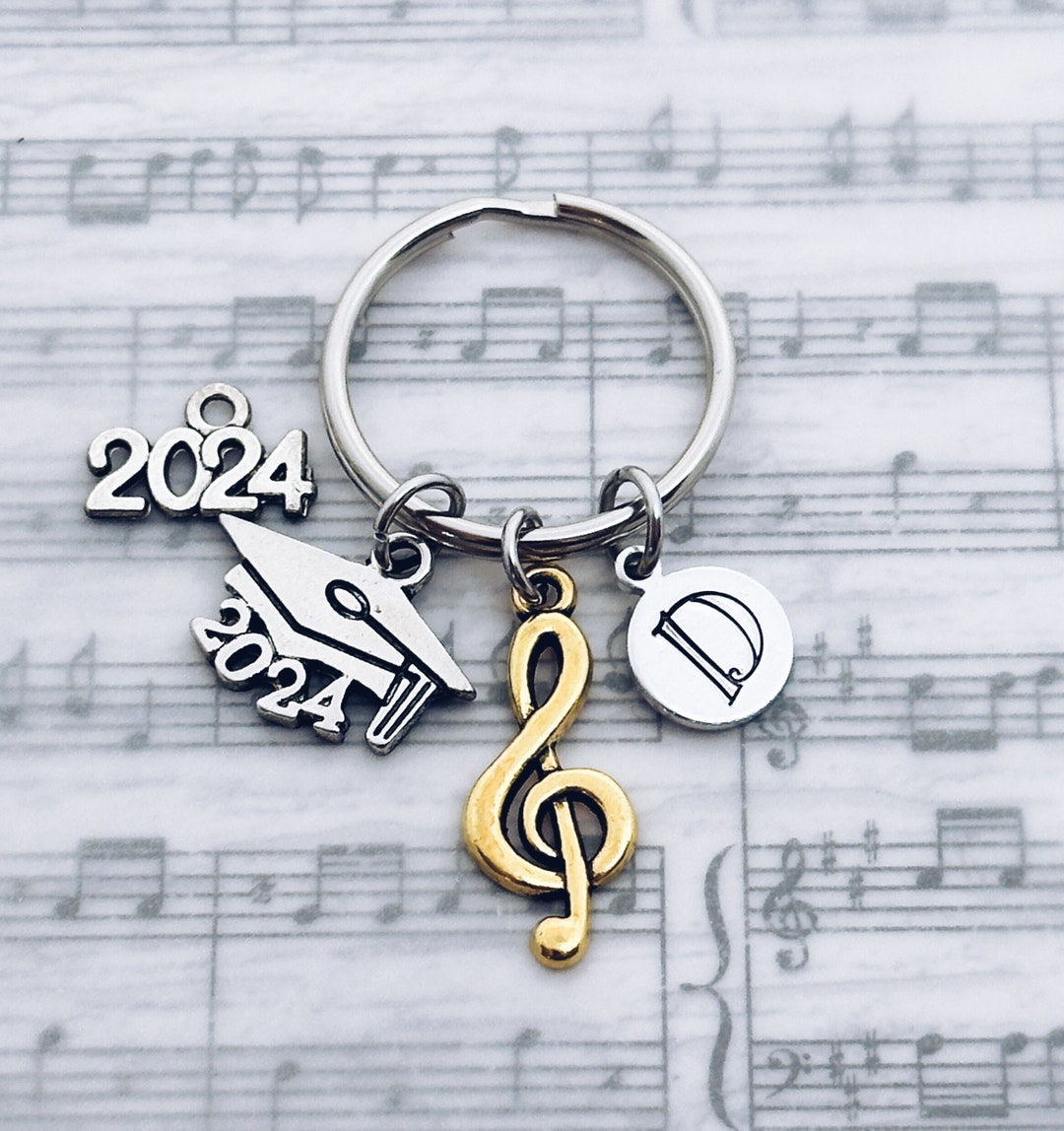 Music Note Treble G Clef Charm Keychain, Musician, Band, Choir Chorus ...