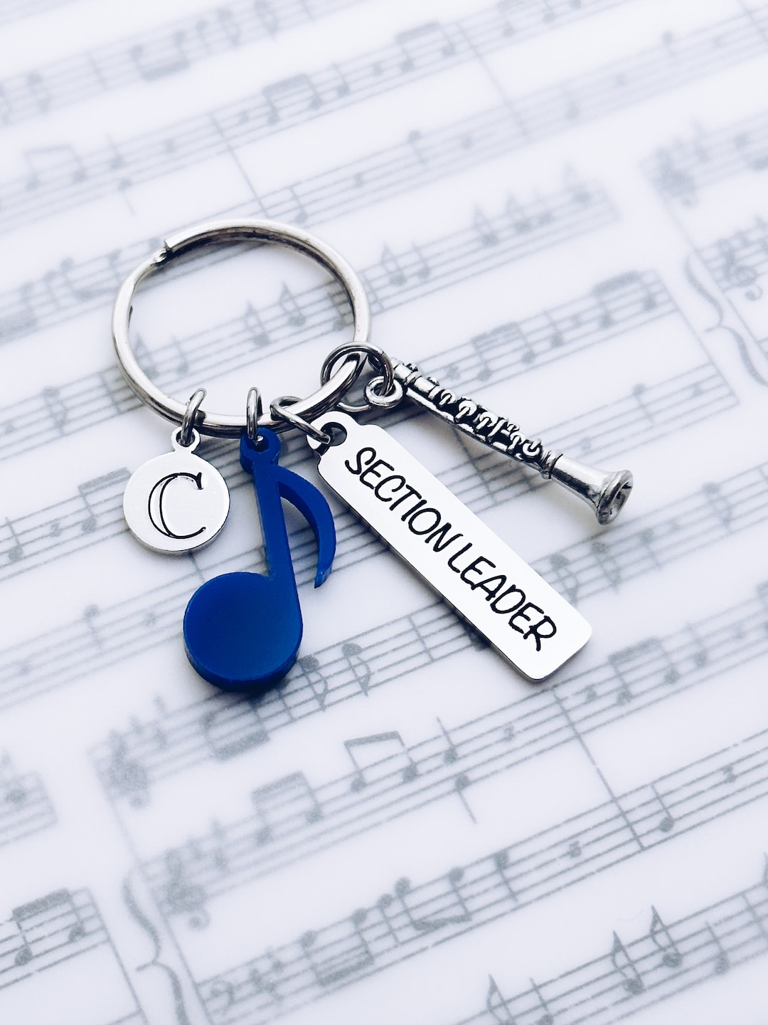Marching Band Section Leader Music Note Personalized Initial Charm ...