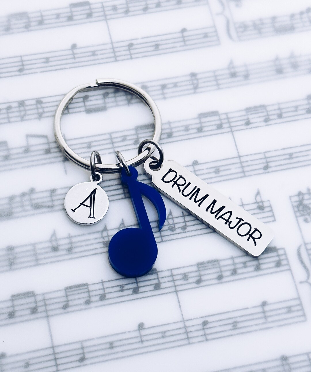 Marching Band Drum Major Charm Keychain Key Ring, Music Note, Initial ...