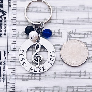 Treble Clef Music Note Personalized Keychain, Marching Band Symphony ...