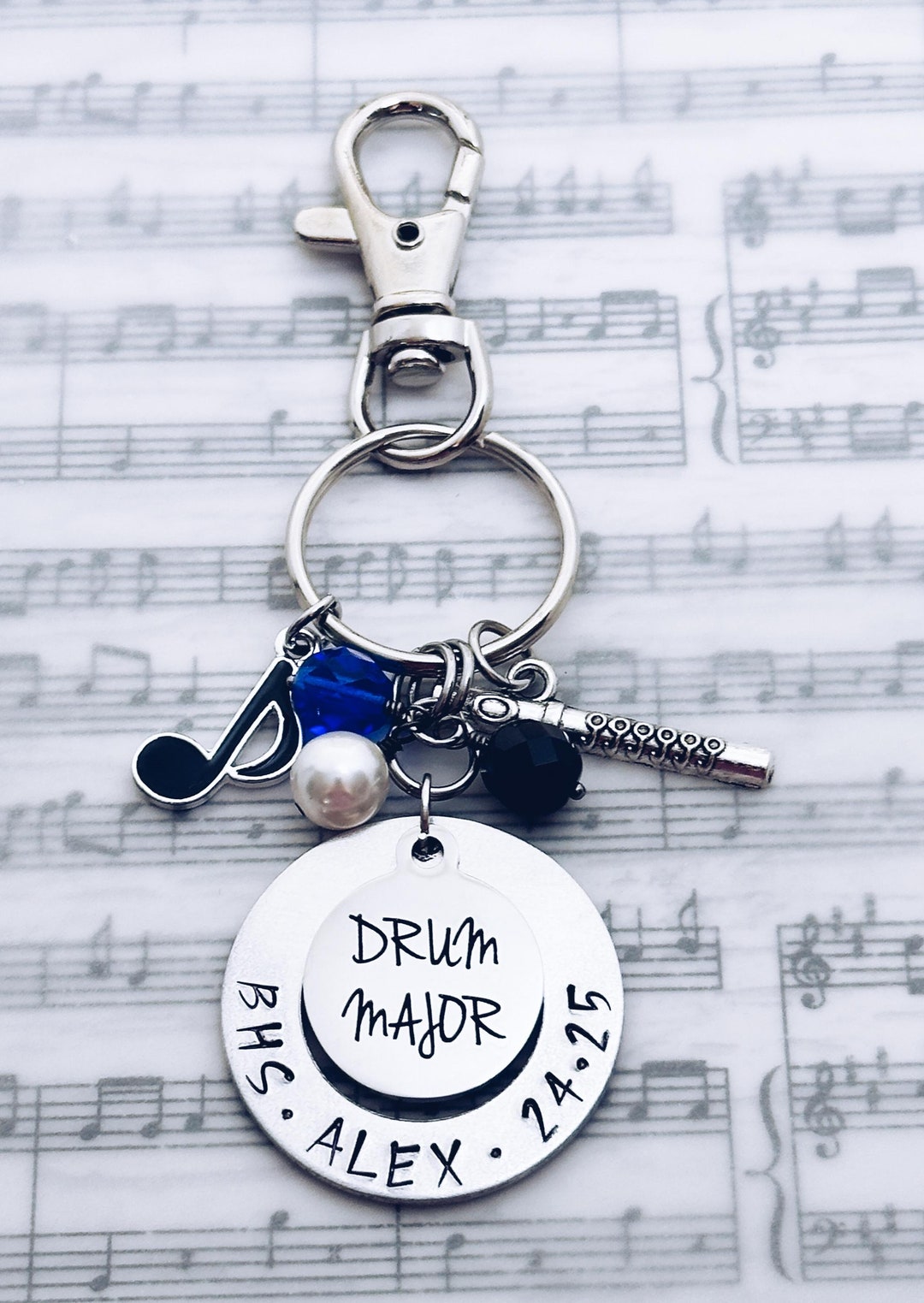 Drum Major Charm Personalized Keychain Gift, Marching Band Drum Major ...