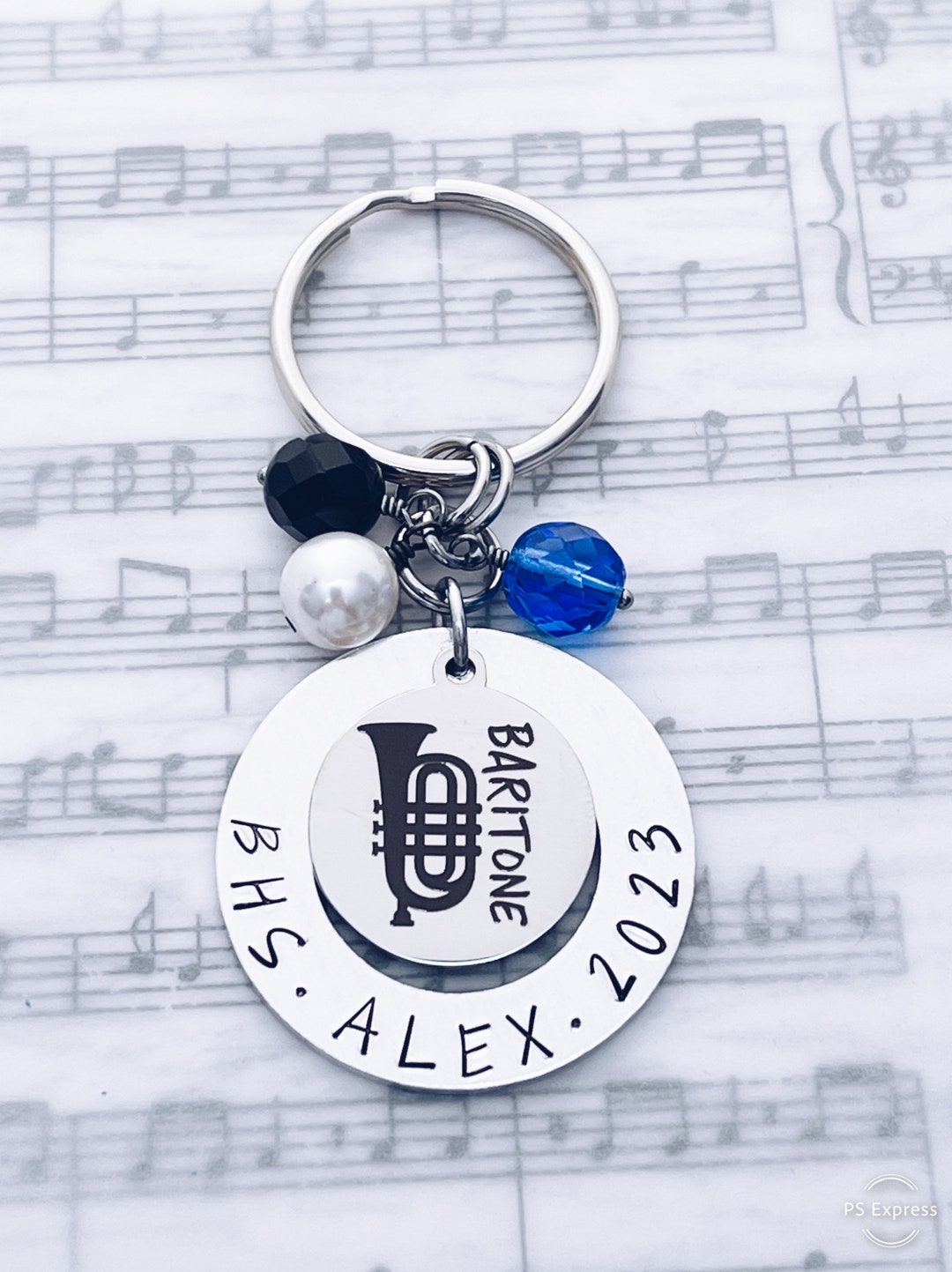 Marching Baritone Horn Player Band Charm Keychain Gift - Etsy