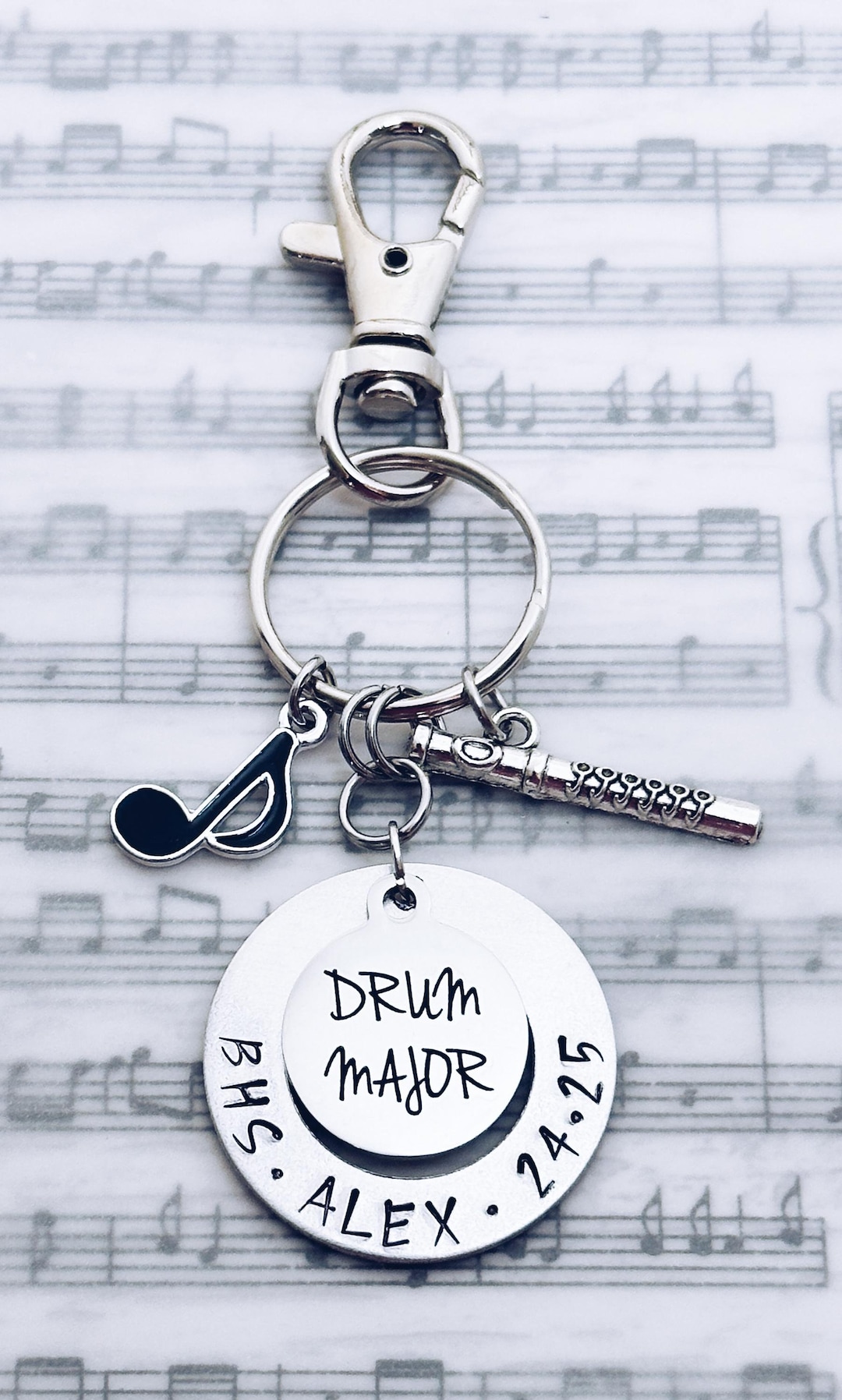 Drum Major Personalized Charm Keychain Gift, Marching Band Drum Major ...