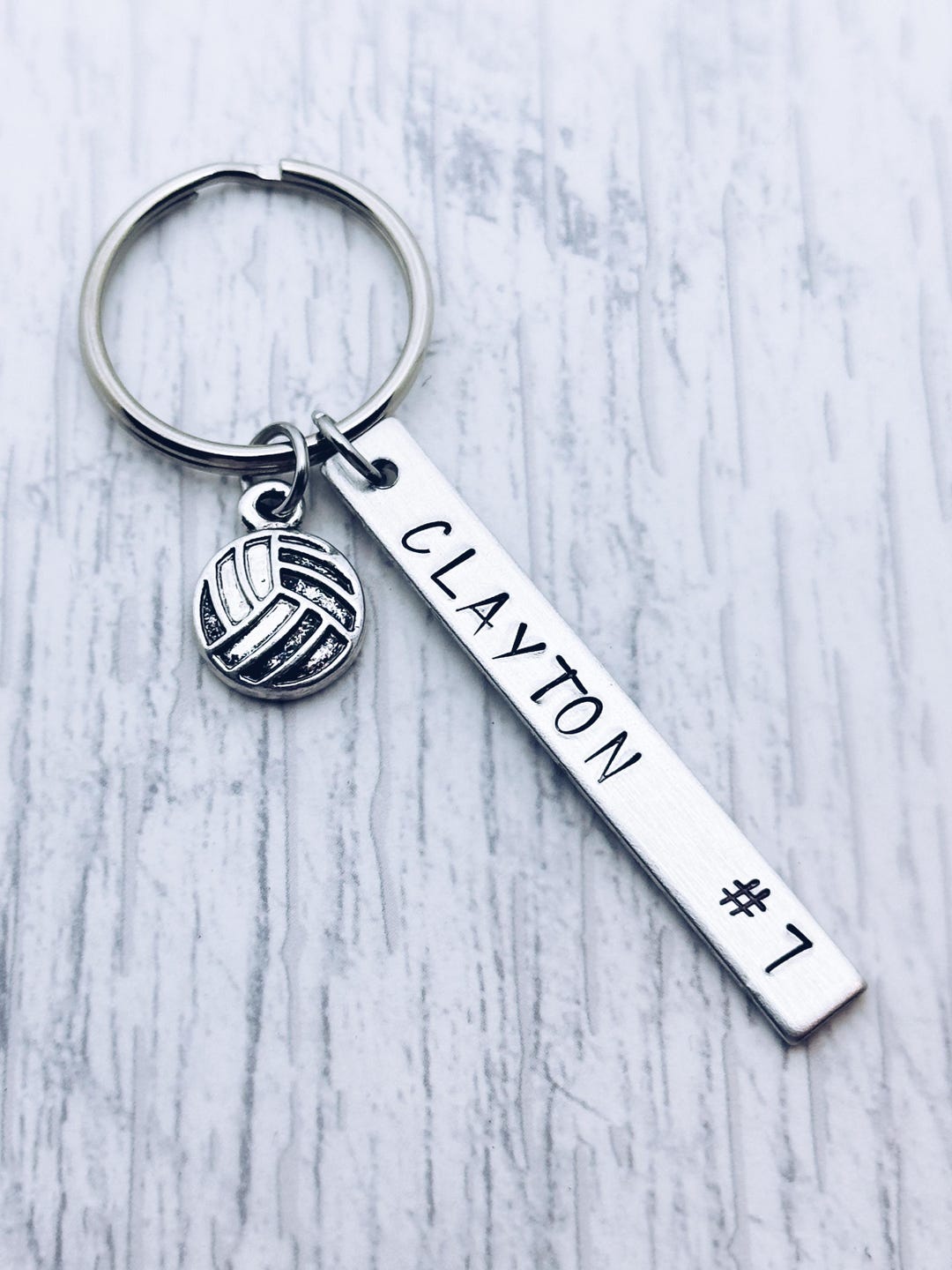 Personalized Volleyball Player Keychain: Hand Stamped Name & Number - Etsy