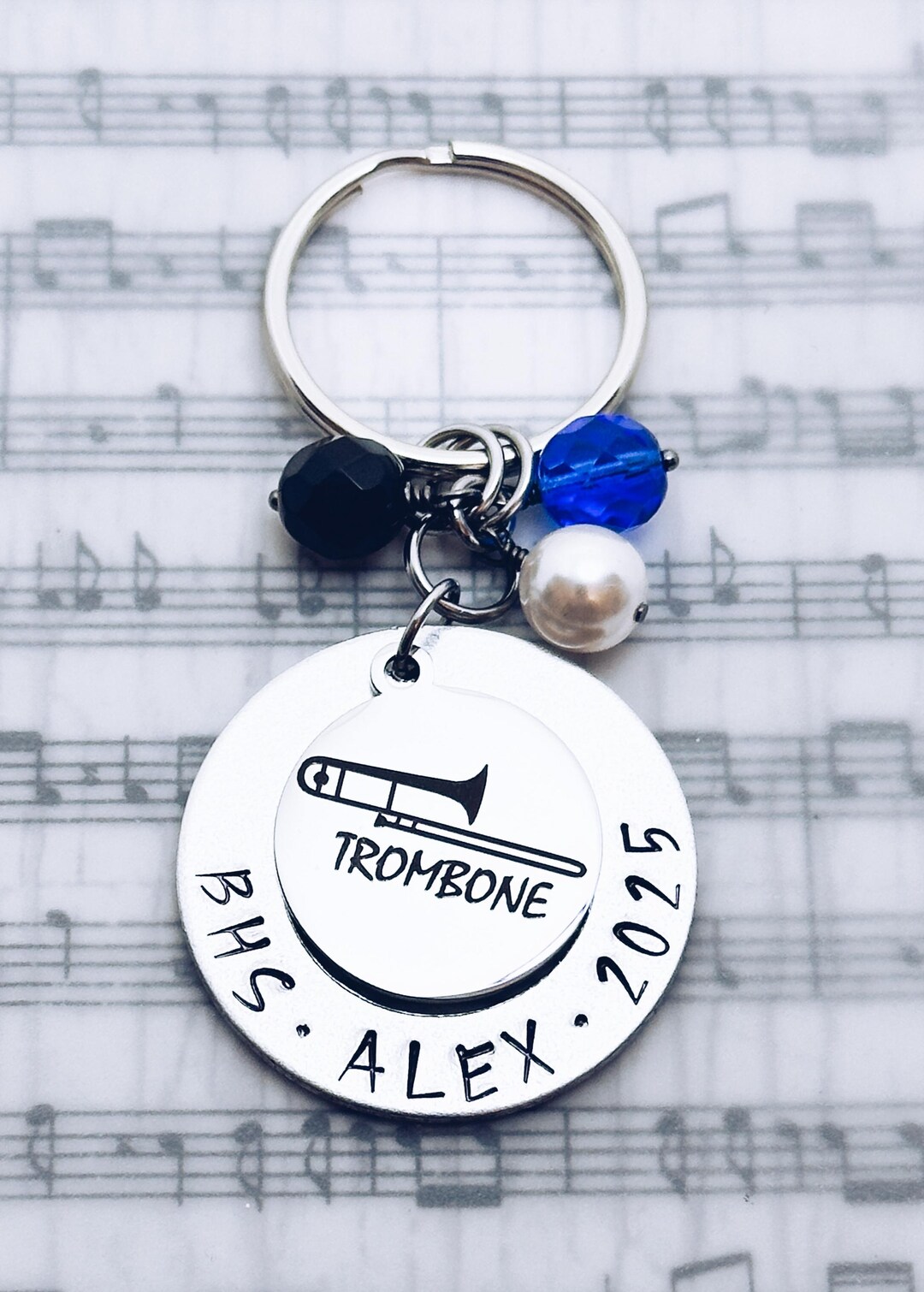 Trombone Charm Keychain, Marching Band Trombone Senior Grad Graduation ...