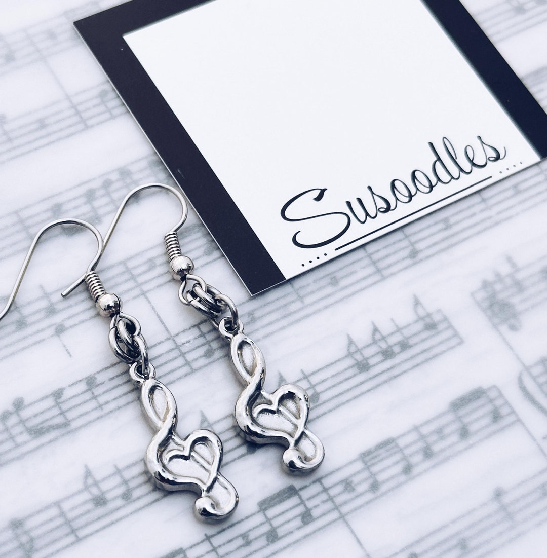 Music Note Treble Clef Charm Earrings, G Clef Charm Jewelry, Marching ...