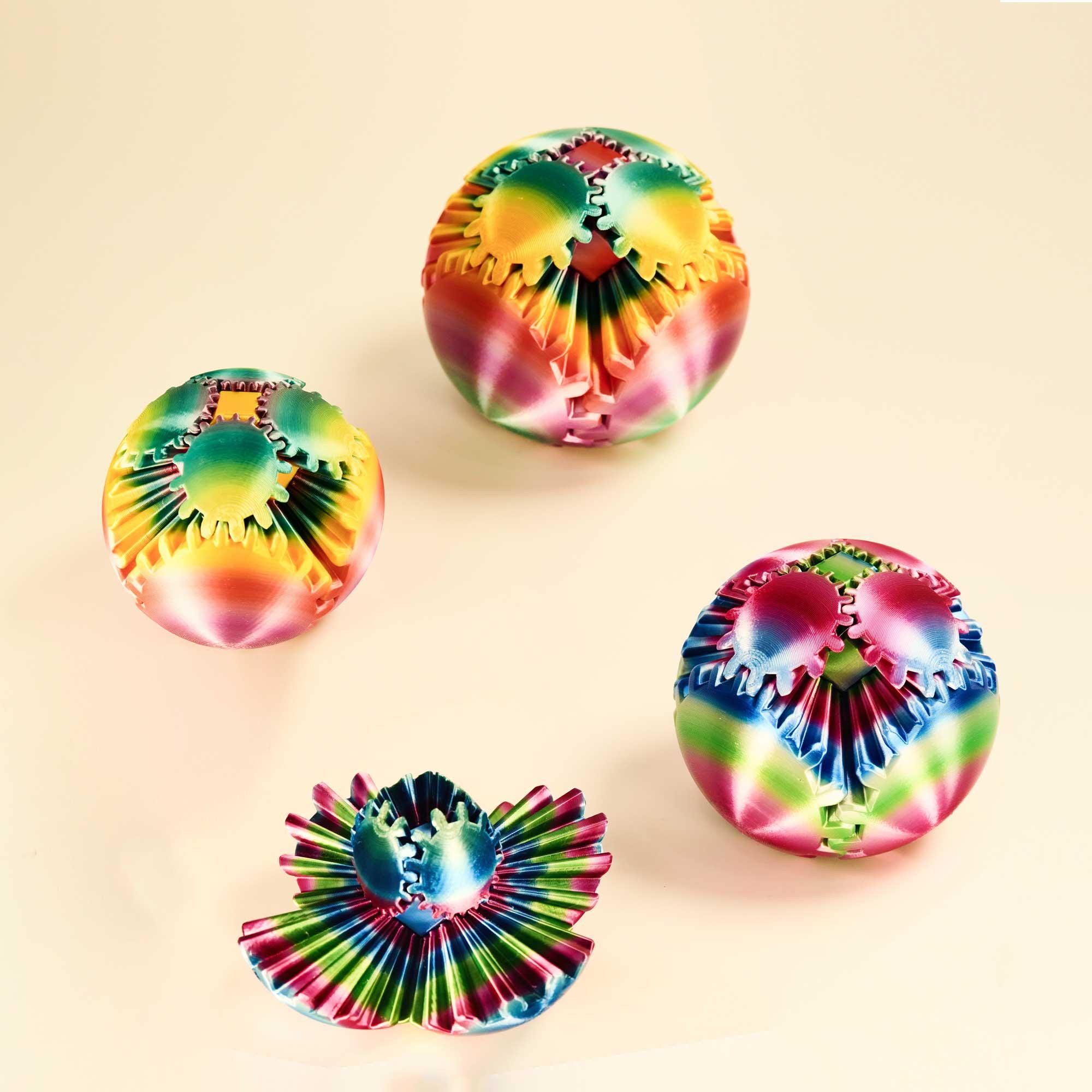 3D Printed Rotating Gear Ball Fidget Toy: Tactile Sensory Desk Toy ...