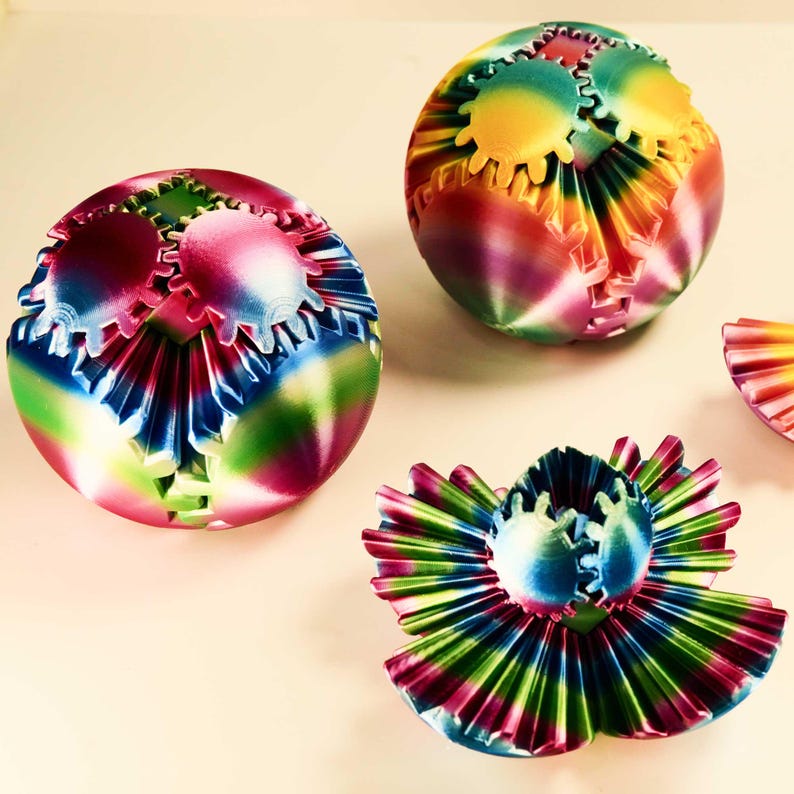 3D Printed Rotating Gear Ball Fidget Toy: Tactile Sensory Desk Toy ...