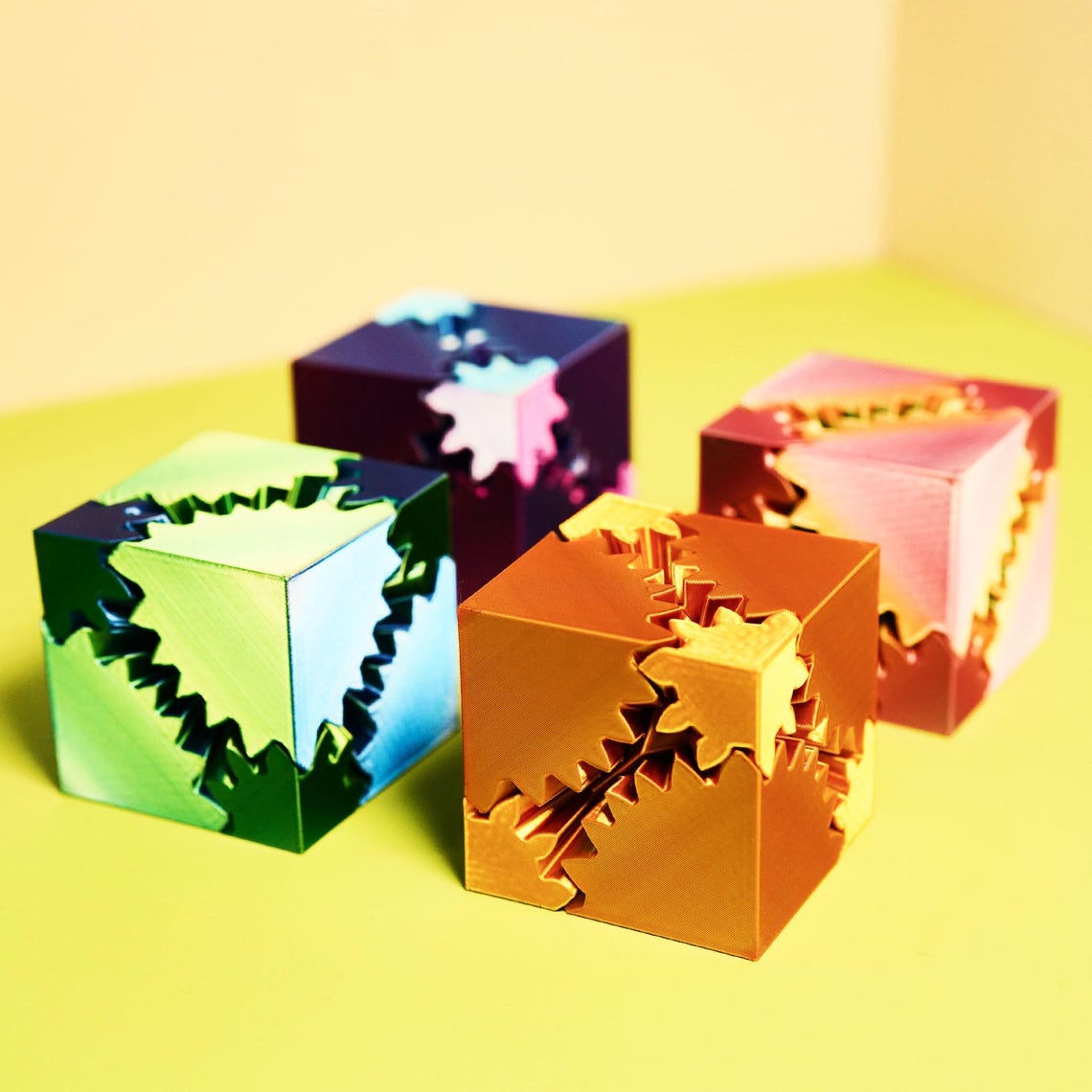 3D Printed Gear Cube Fidget Toy – Transformable Desk Toy, Fun Handheld ...