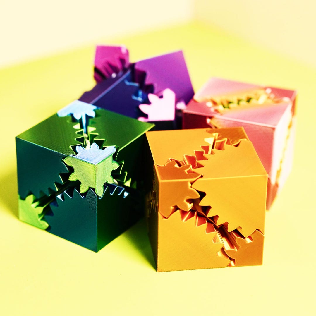 3D Printed Gear Cube Fidget Toy – Transformable Desk Toy, Fun Handheld ...