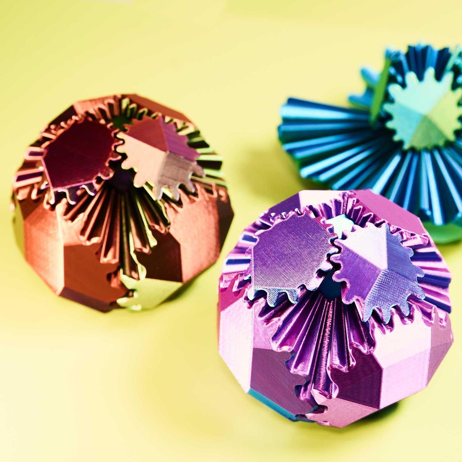 3D Printed Polygon Gear Ball Sphere - Colorful Fidget Spinner Stress ...