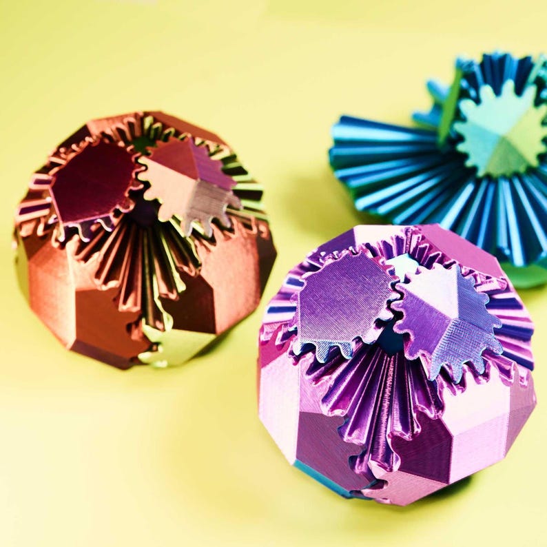 3D Printed Polygon Gear Ball Sphere - Colorful Fidget Spinner Stress ...