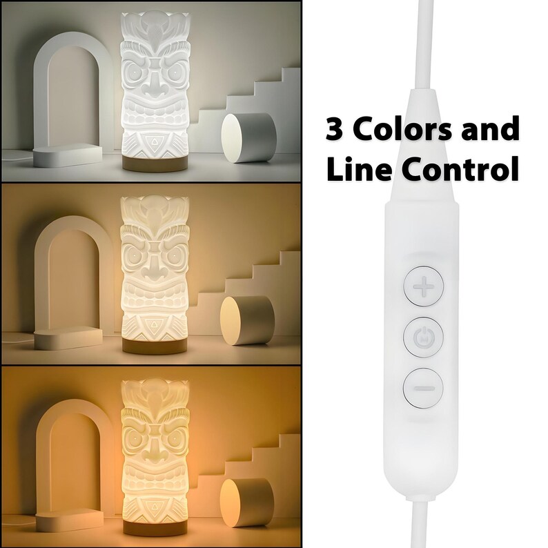 Tiki Bar Decor Table Lamp – 3D Printed Tiki Light - Angry Face - Etsy