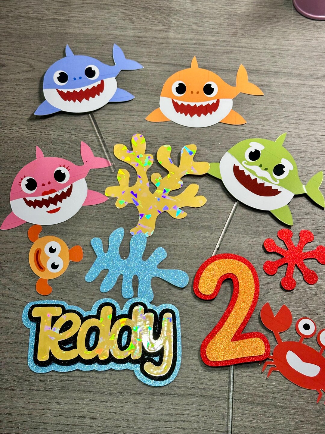 Personalised Cake Topper Set Sharks - Etsy