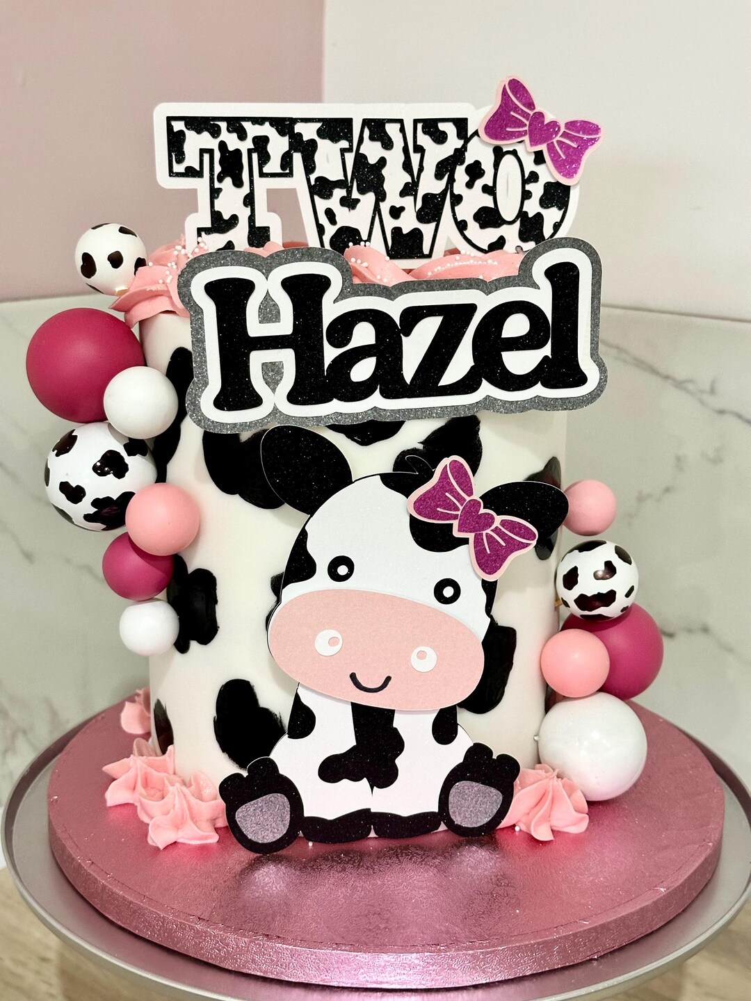 Personalised Cake Topper Set Cow - Etsy