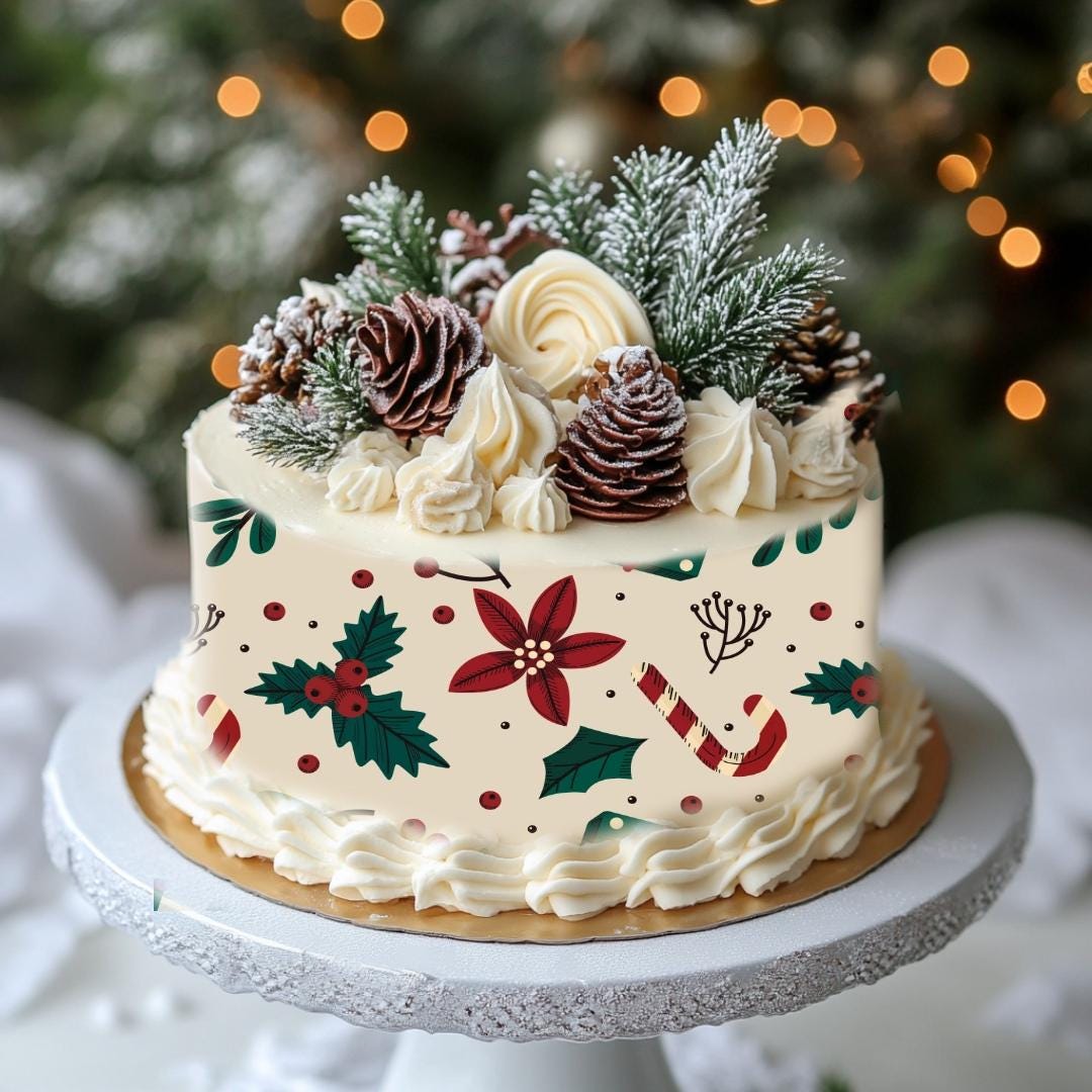 Christmas Edible Pattern Sheet: Wafer Paper & Frosting Sheet for ...