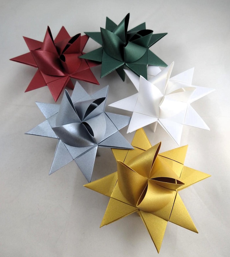 Moravian German Froebel Paper Christmas Star Ornament - Red, Green ...