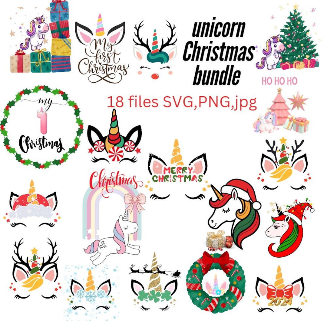 Unicorn Christmas Design SVG Files | Pegacorn Jpg | Unipeg Files ...