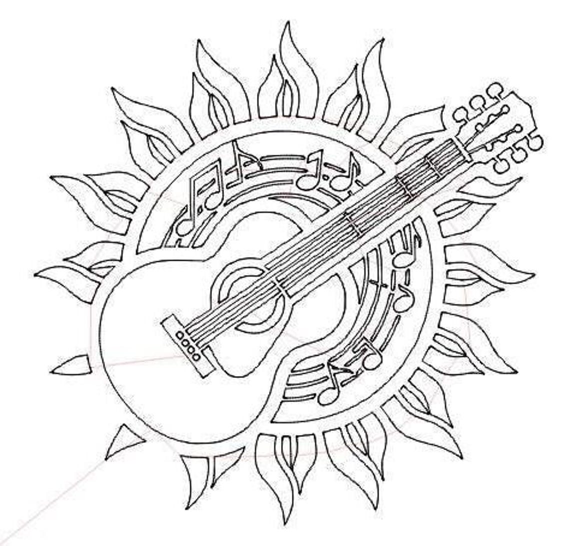 Guitar With Sun Back Ground for Laser Engraving / Cutting - Etsy