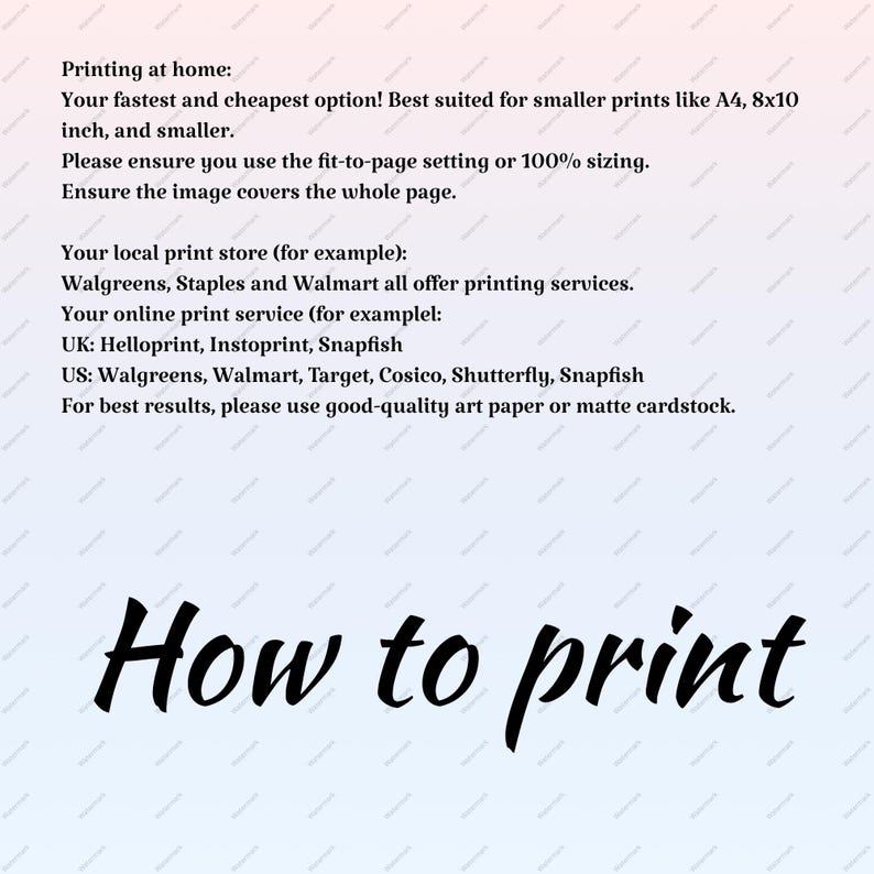 Printable Size Guide Template for Digital Downloads | Etsy Listing ...