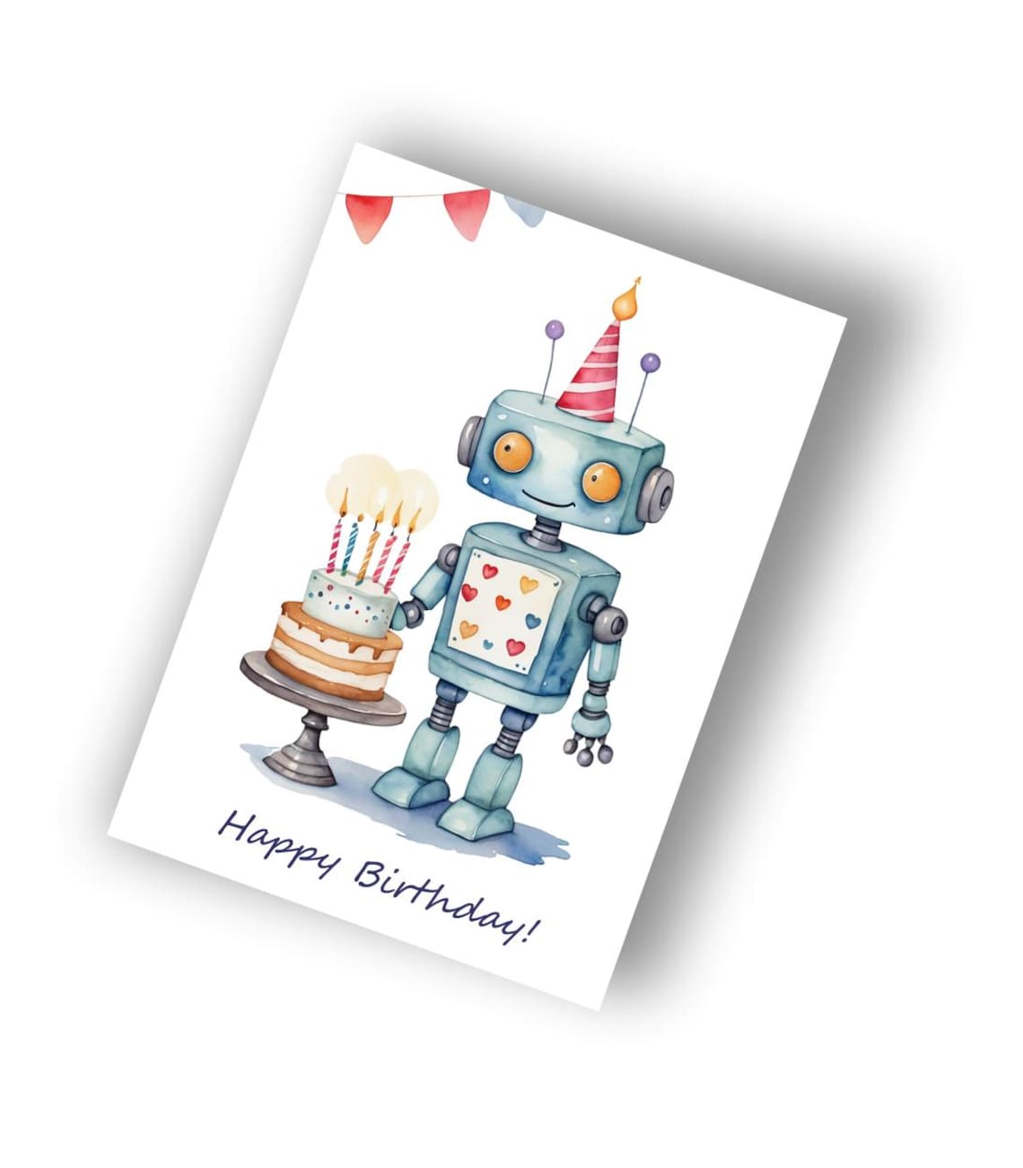 Printable Birthday Card. Digital Download. Cute, Robot Inspired. for ...