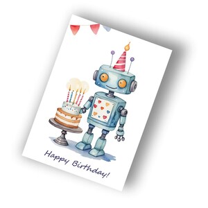 Printable Birthday Card. Digital Download. Cute, Robot Inspired. for ...