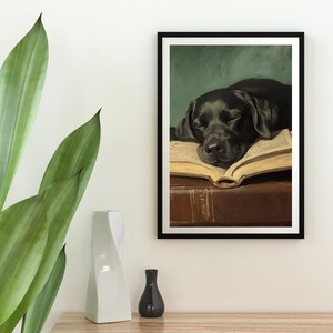 Black Labrador Art Print, Vintage Dog Print, Sleeping Dog Poster Art ...