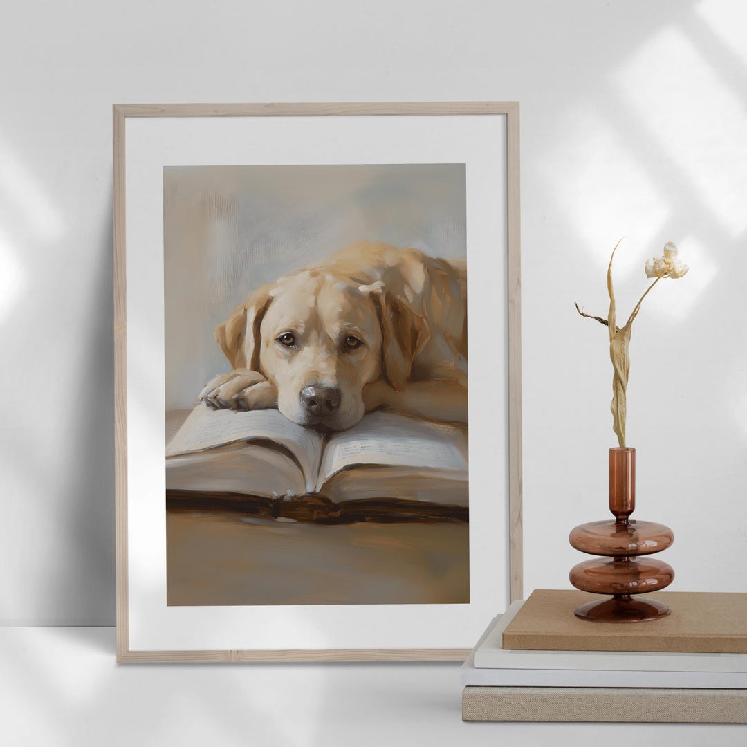 Labrador Retriever Art Print, Yellow Lab Art, Rustic Dog Print ...