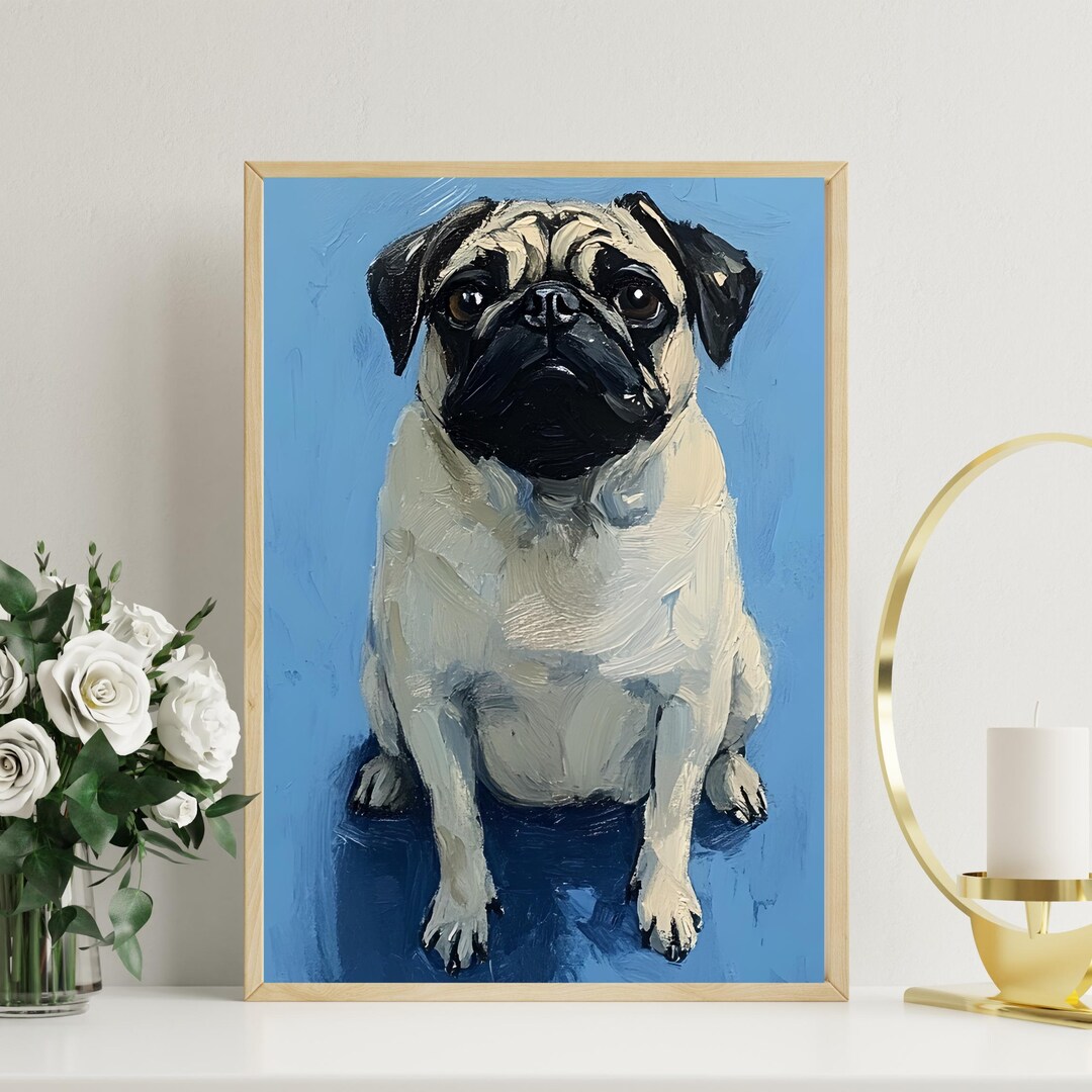 Pug Art Print, Pug Wall Art, Dog Wall Decor, Pug Portrait, Dog Poster ...