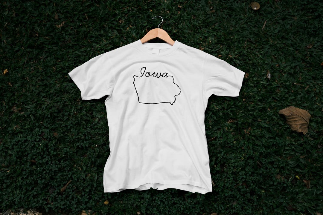 Custom Iowa Outline T-shirt With Script Font High-quality Materials and ...