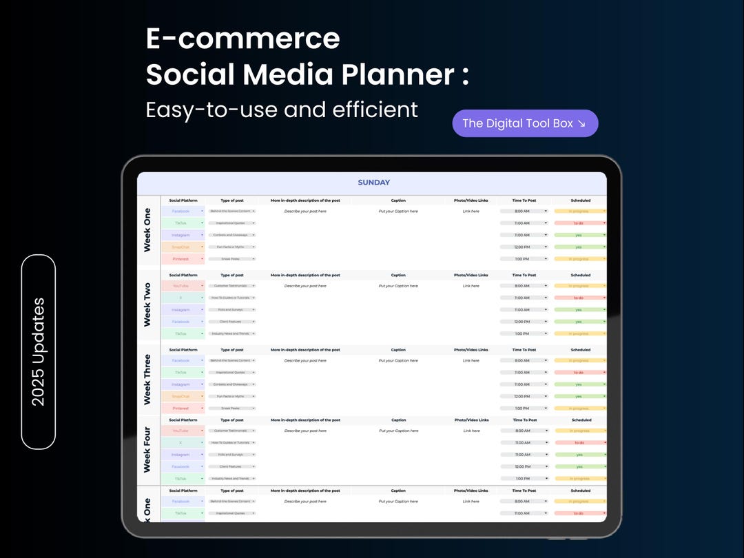 Social Media Content Calendar | Content Planner | Instagram, Facebook ...