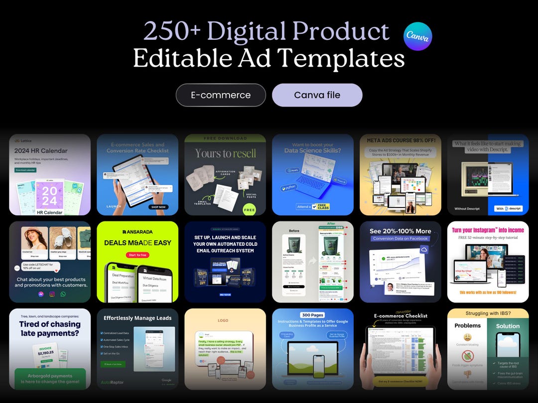 Digital Product Ads, Canva Editable Template, Etsy Listing Images - Etsy