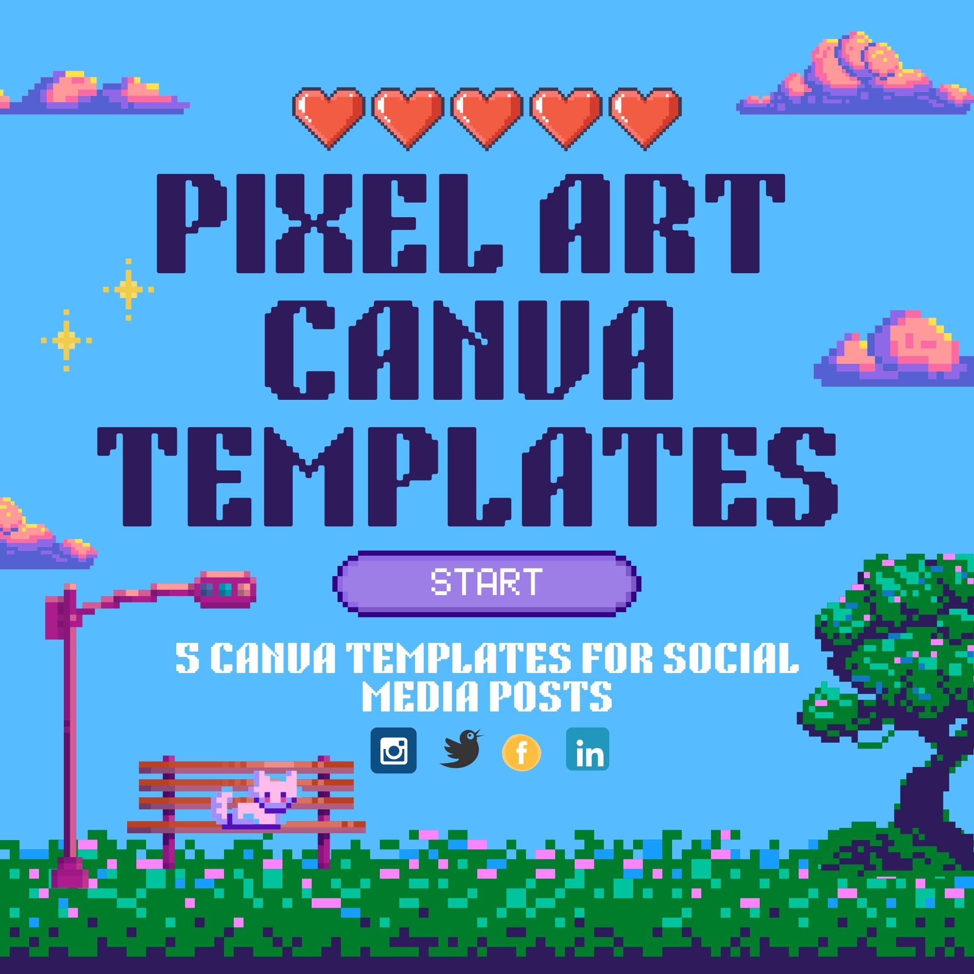 Pixel Art Canva Post Templates Instagram Social Media Post Templates ...