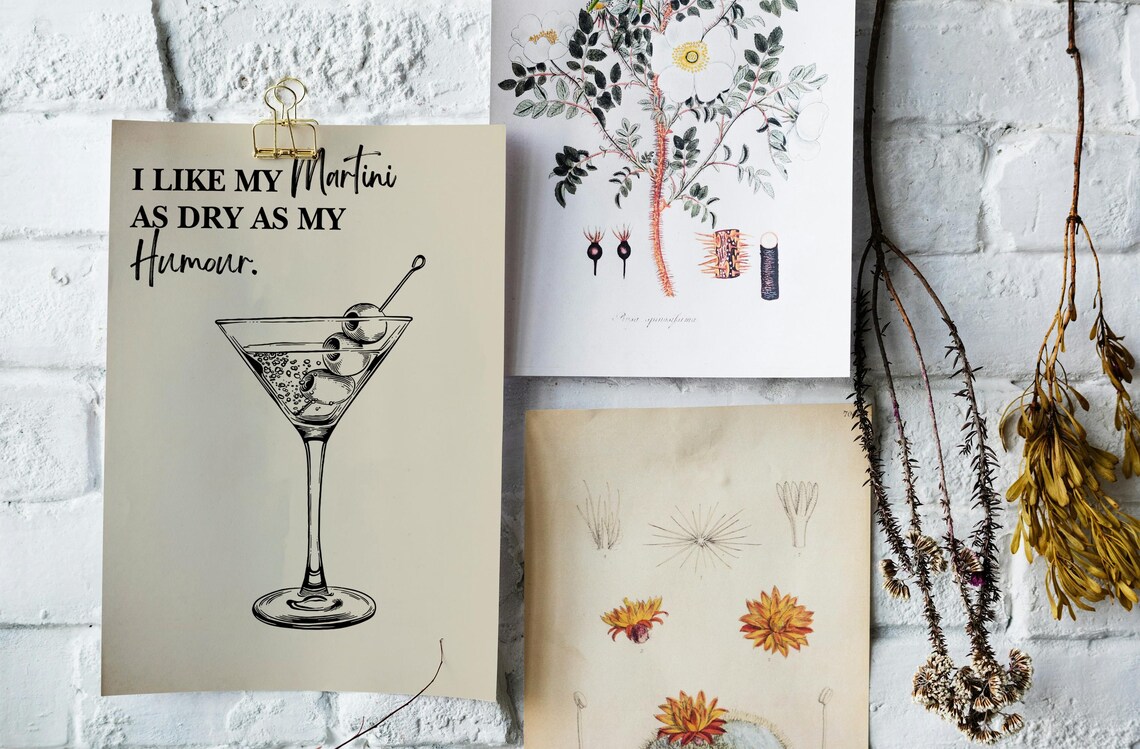 Funny Cocktail Quote Poster - Kitchen Poster - Cocktail Glass - Martini ...