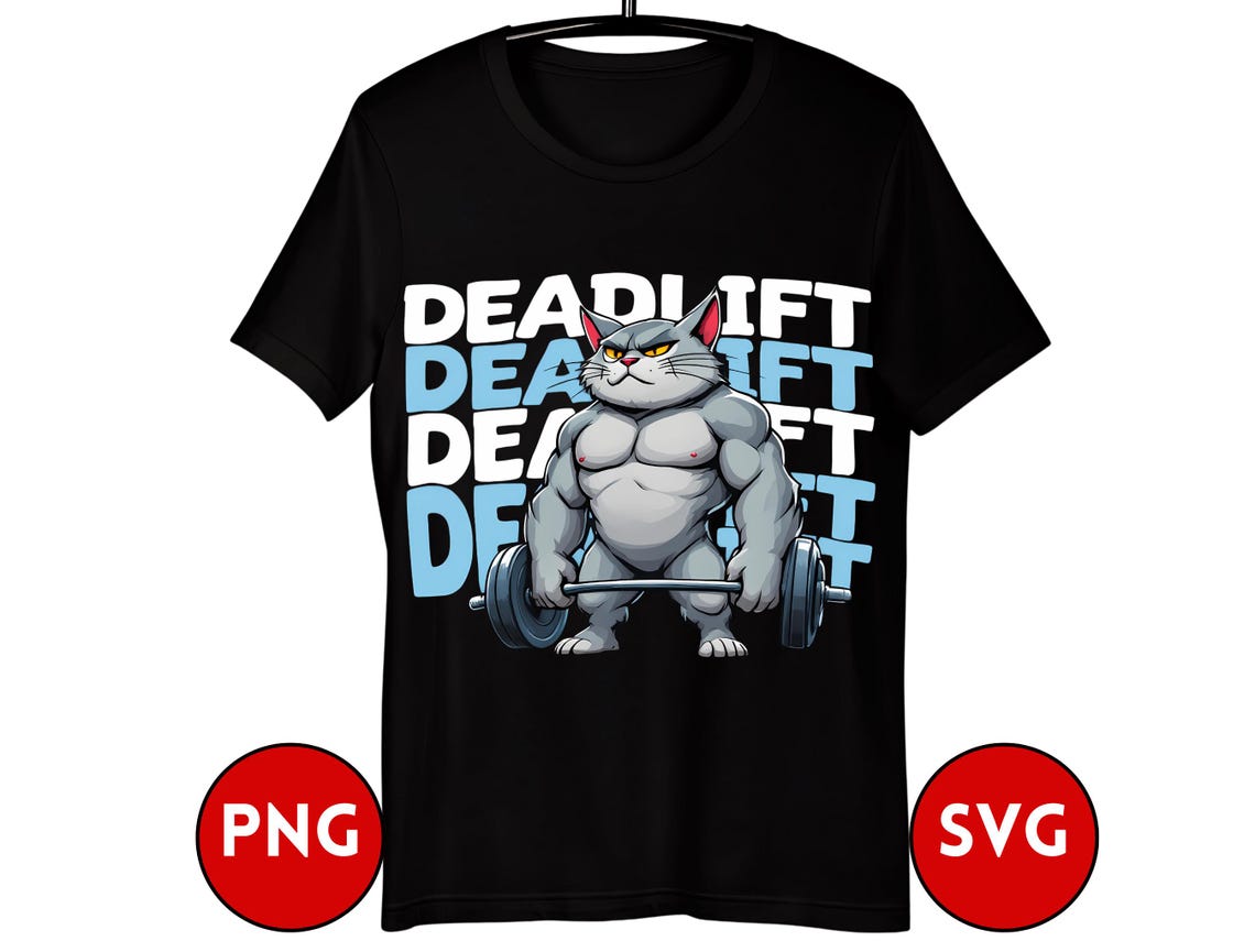 Deadlift Cat Gym Design Png,funny Fitness Workout Svg,cat Lover ...
