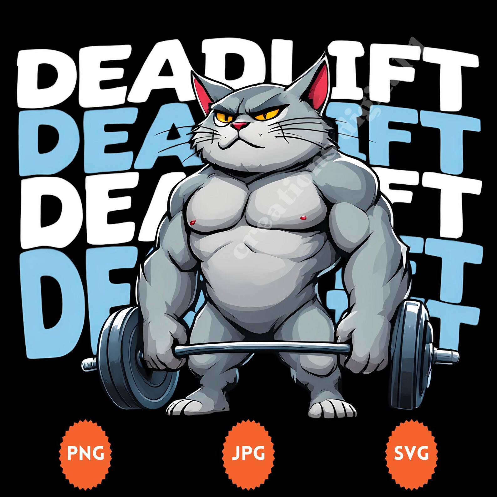 Deadlift Cat Gym Design Png,funny Fitness Workout Svg,cat Lover ...