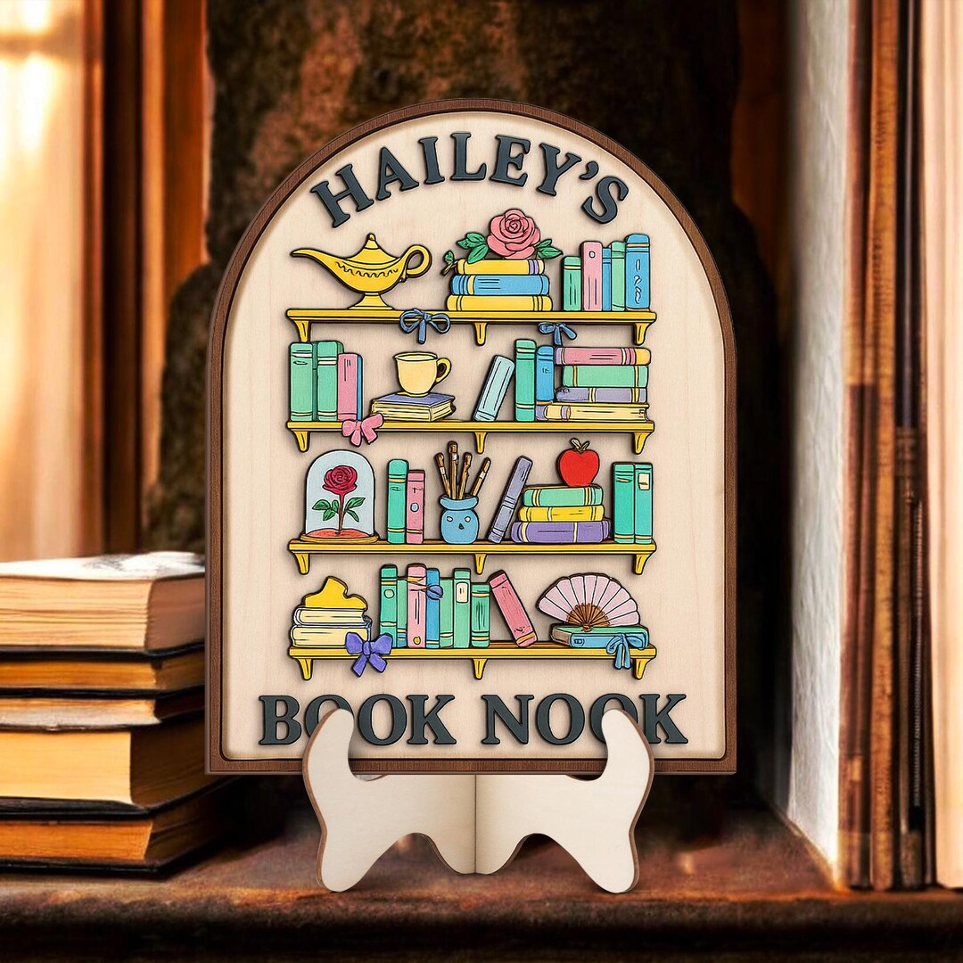 Custom Belle's Bookshelf Sign, Personalized Belle's Library Sign ...