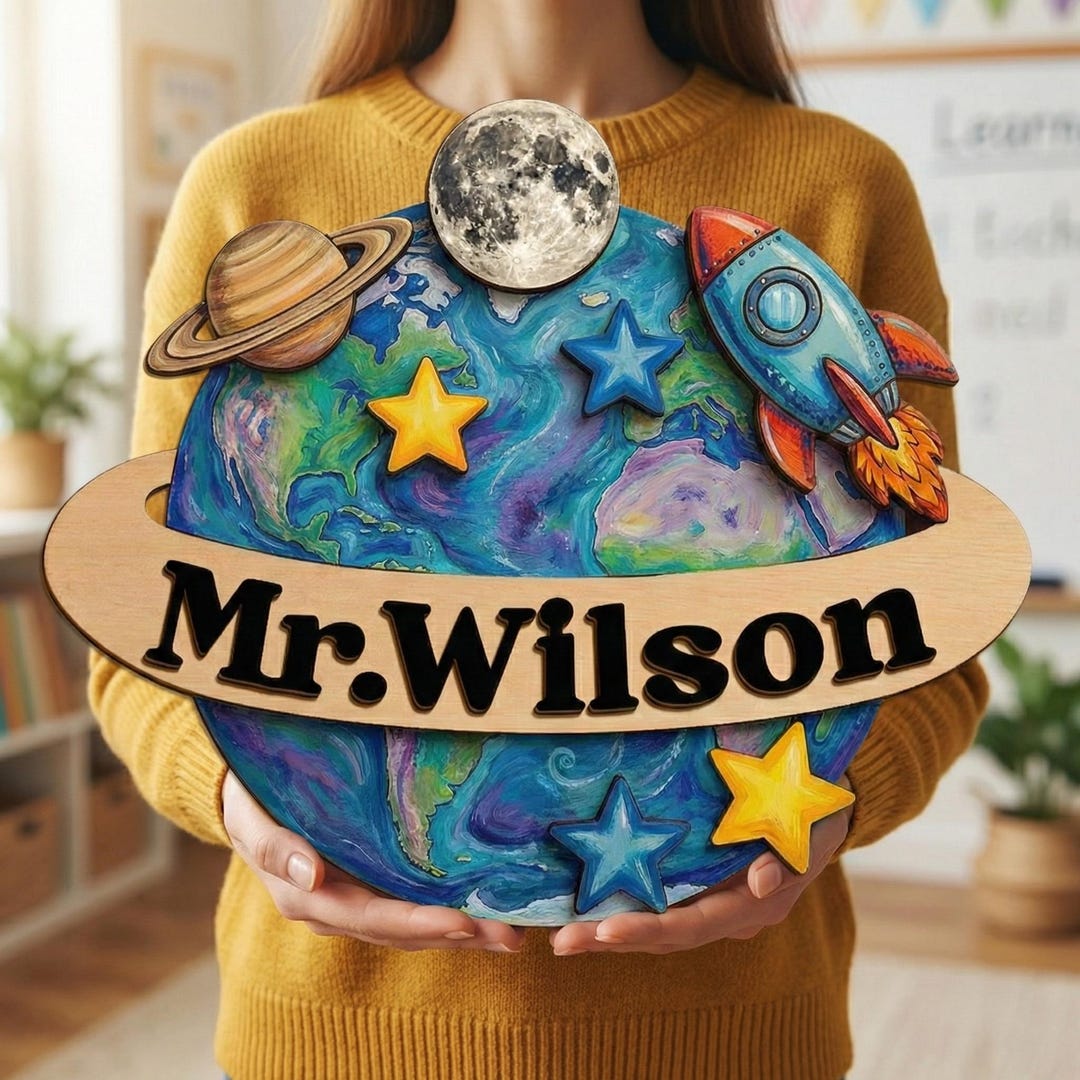 Custom Science Teacher Sign, Space Teacher Sign, Teacher Name Door Sign ...