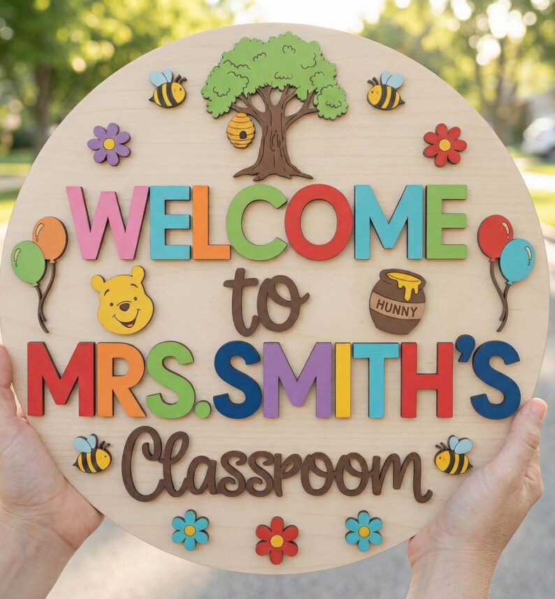 Custom Welcome Classroom Door Sign, Disney Teacher Sign, Teacher ...