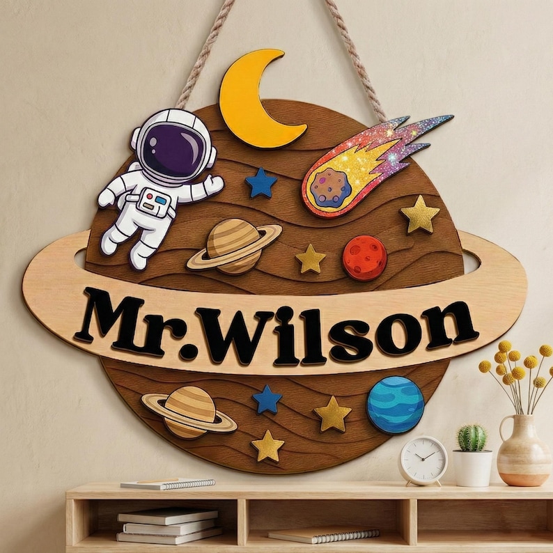 Custom Space Teacher Sign, Science Teacher Sign, Teacher Name Door Sign ...