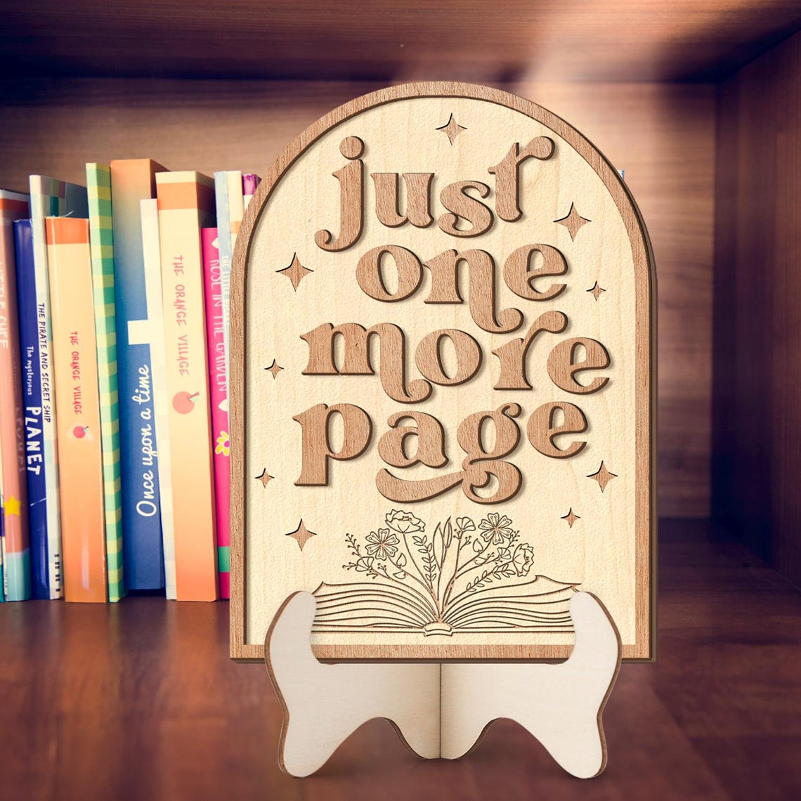 Just One More Page Wooden Book Sign, Book Lover Gift, Rustic Reading ...