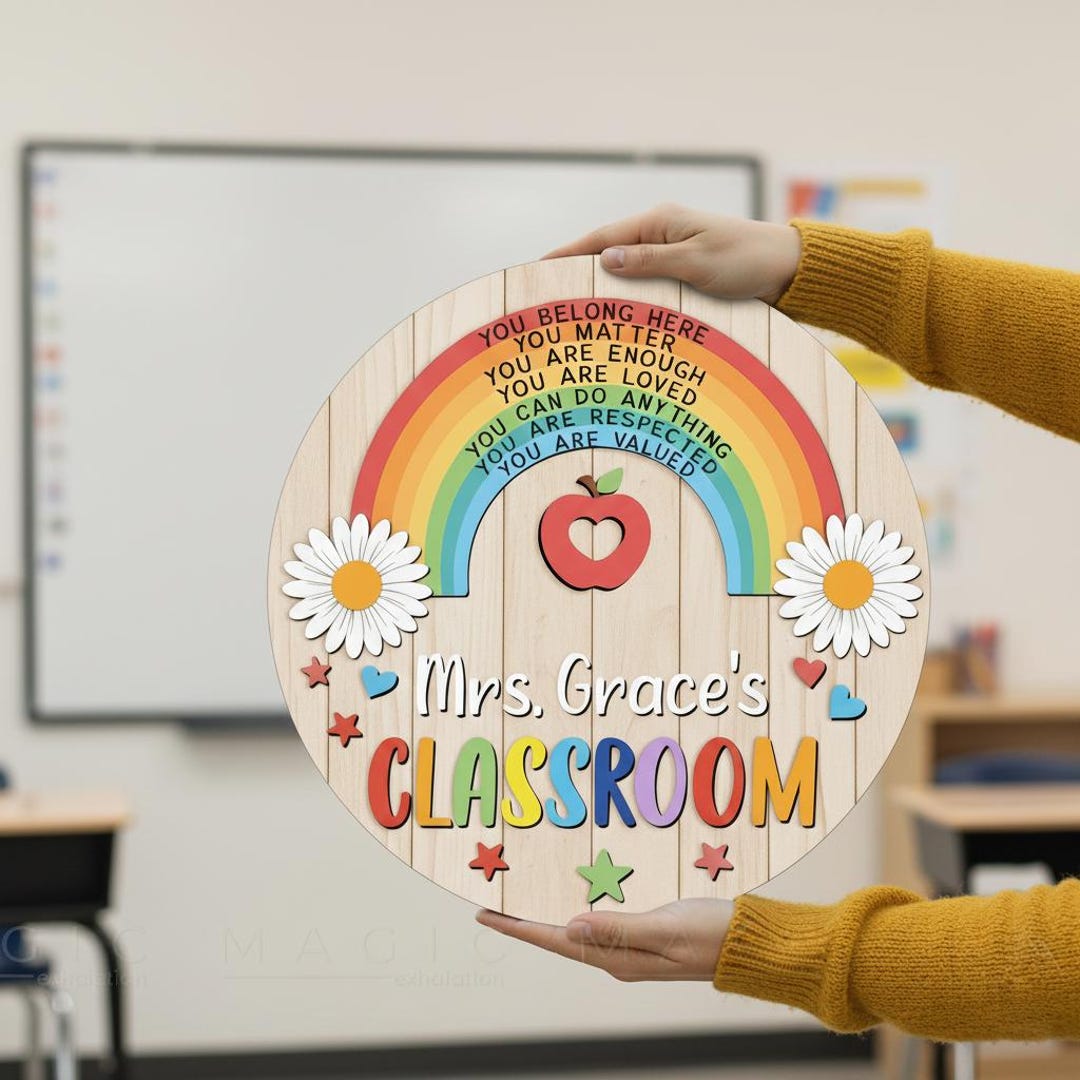 Teacher Rainbow Sign, Classroom Rainbow Door Hanger, Teacher Door Sign ...