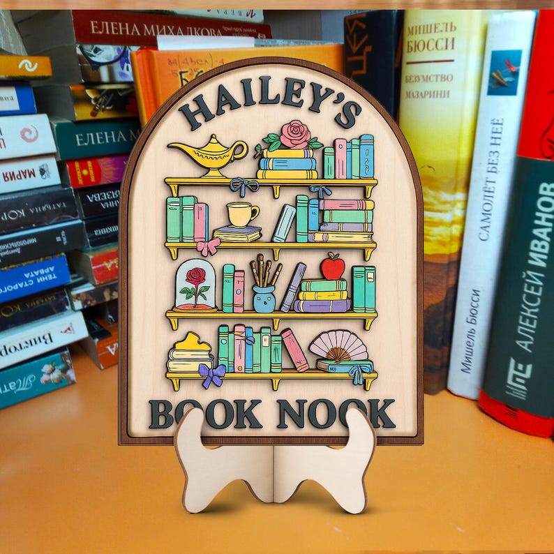 Custom Belle's Bookshelf Sign, Personalized Belle's Library Sign ...