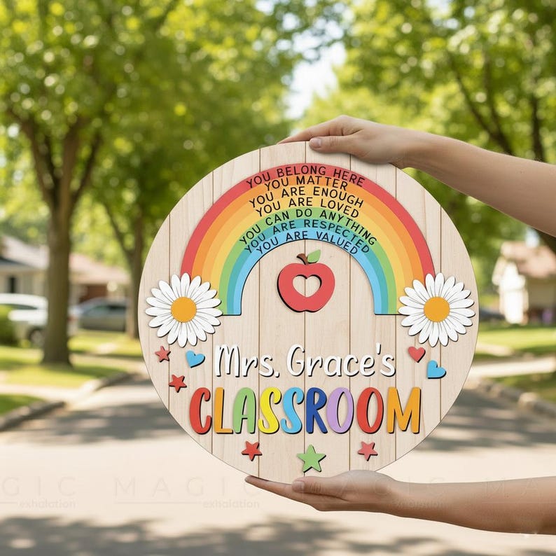 Teacher Rainbow Sign, Classroom Rainbow Door Hanger, Teacher Door Sign ...