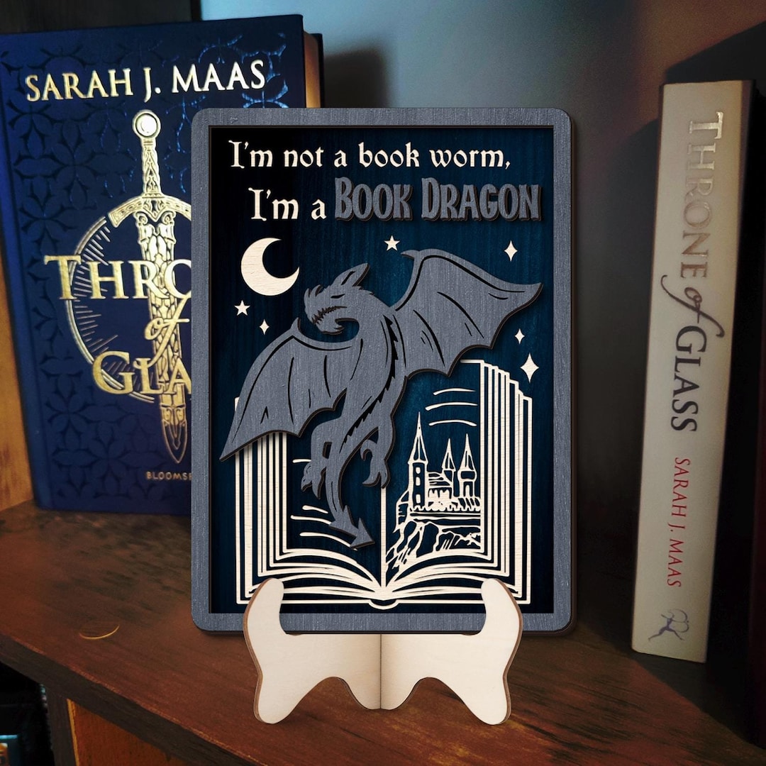Personalized Book Dragon Shelf Sign, Fourth Wing Sign, Library Sign ...